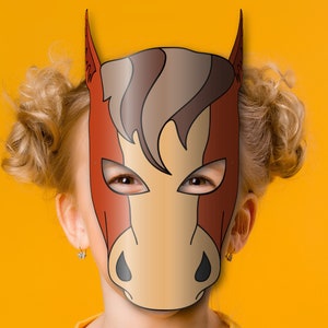 Horse Mask Printable, Paper DIY for Kids and Adults. PDF Template ...