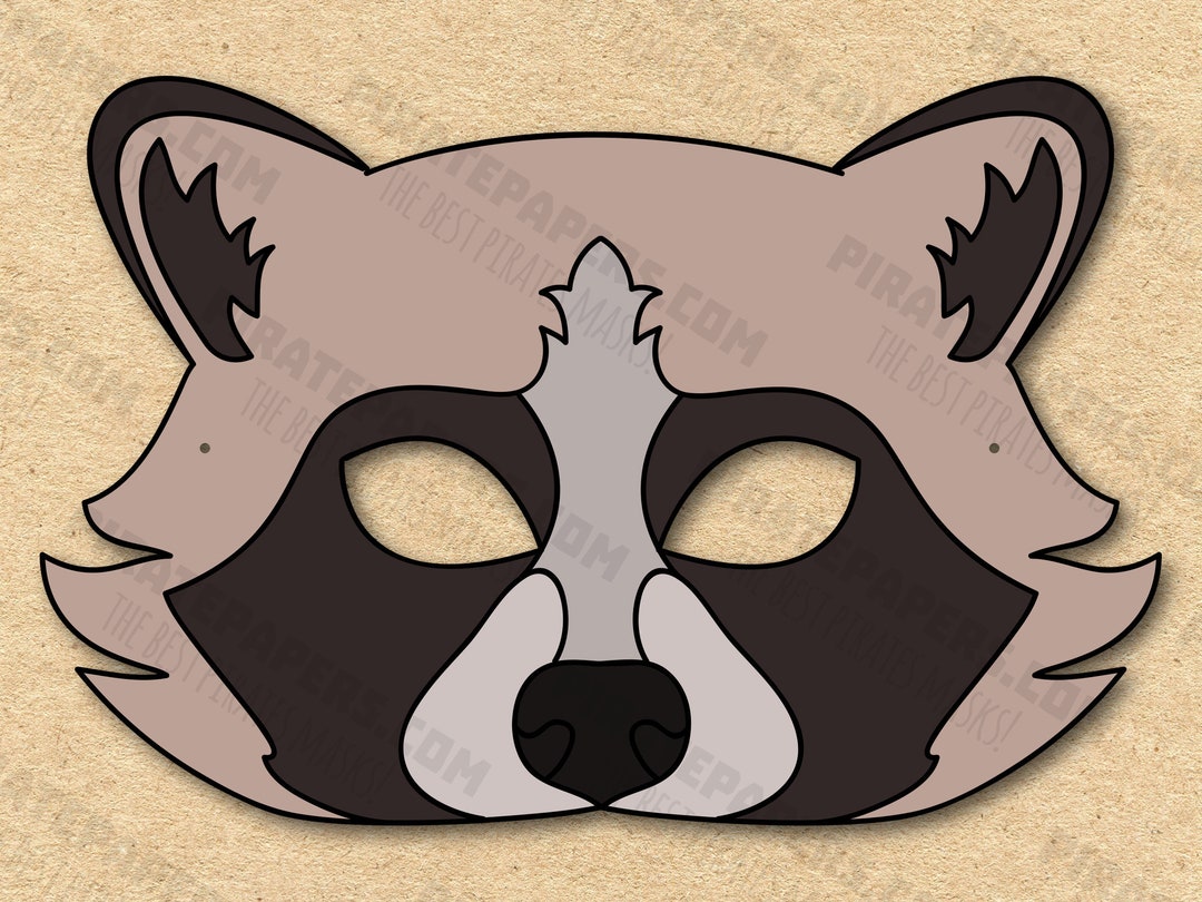 Raccoon Mask Printable, Paper DIY for Kids and Adults. PDF Template ...