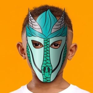 Kind Dragon Mask Printable, Paper DIY for Kids and Adults. PDF Template ...