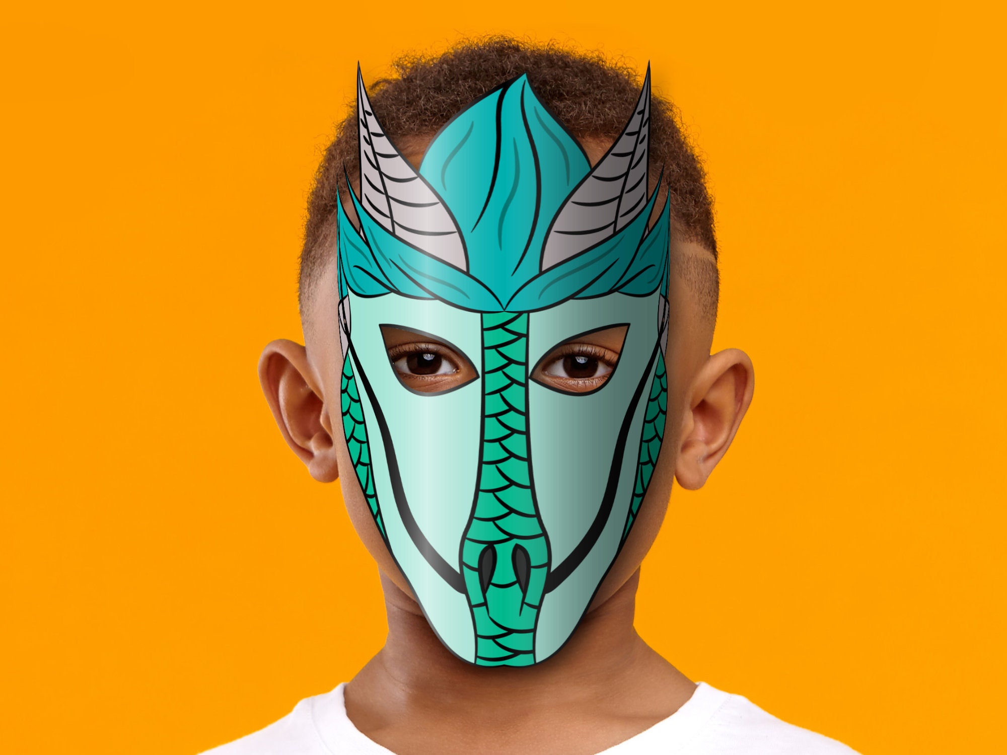 Kind Dragon Mask Printable, Paper DIY for Kids and Adults. PDF Template ...