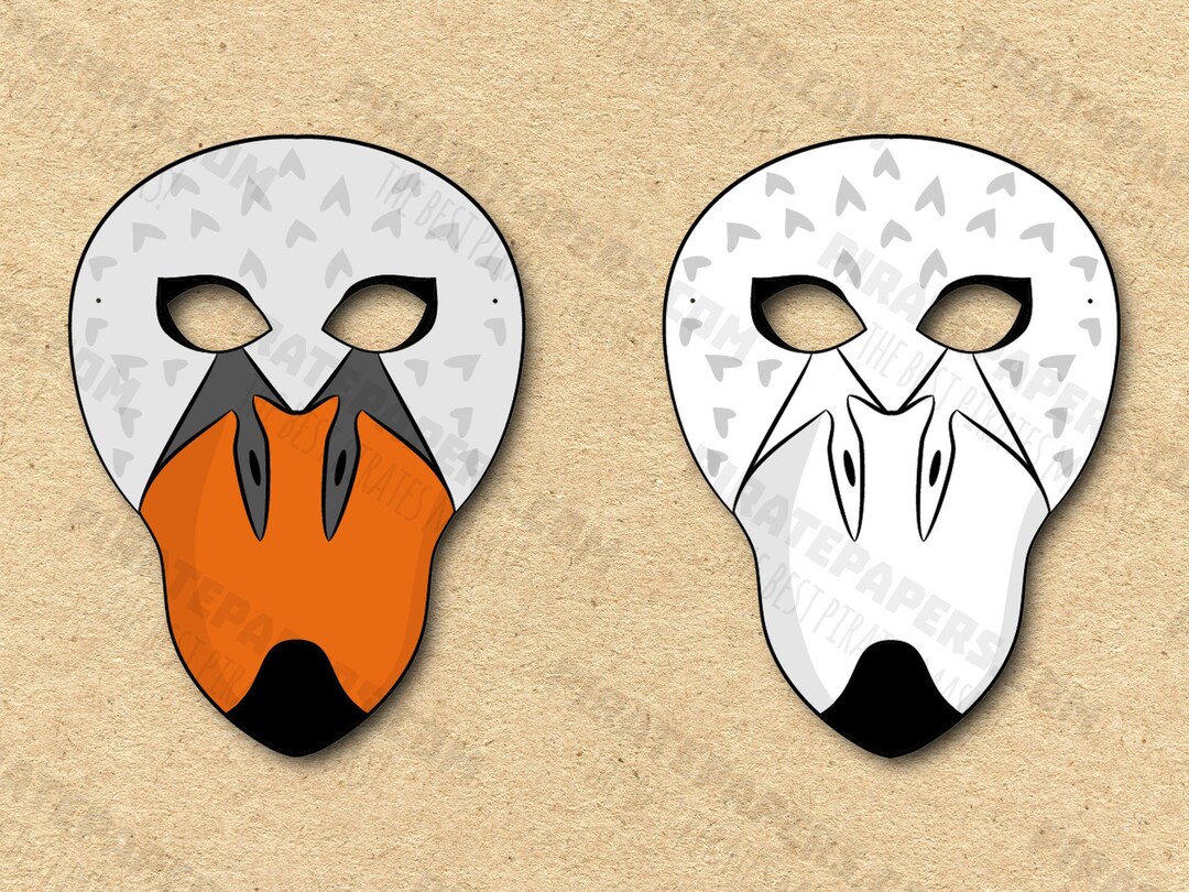 Swan Masks Printable Color + Coloring, Paper DIY for Kids and Adults ...