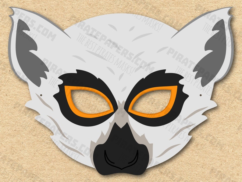 Lemur Mask Printable, Paper DIY for Kids and Adults. PDF Template ...