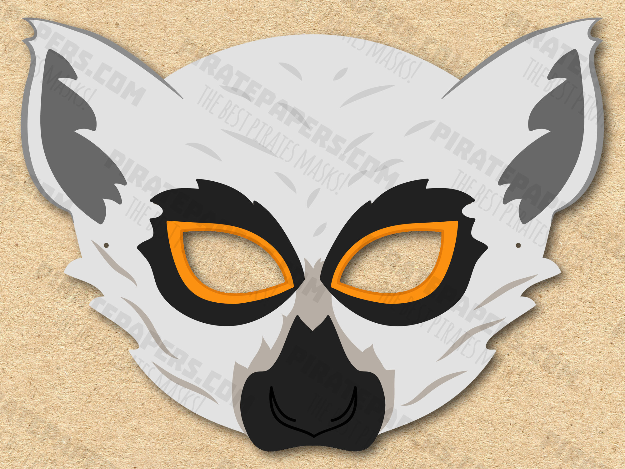 Lemur Mask Printable, Paper DIY for Kids and Adults. PDF Template ...