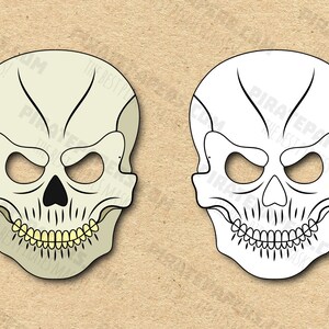 Skull Masks Printable Color + Coloring, Paper DIY for Kids and Adults ...