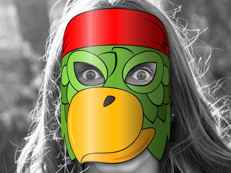 Pirate's Parrot Mask Printable Paper DIY for Kids and - Etsy