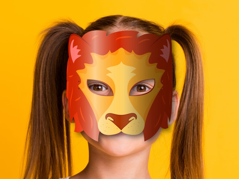 Lion Mask Printable, Paper DIY for Kids and Adults. PDF Template ...