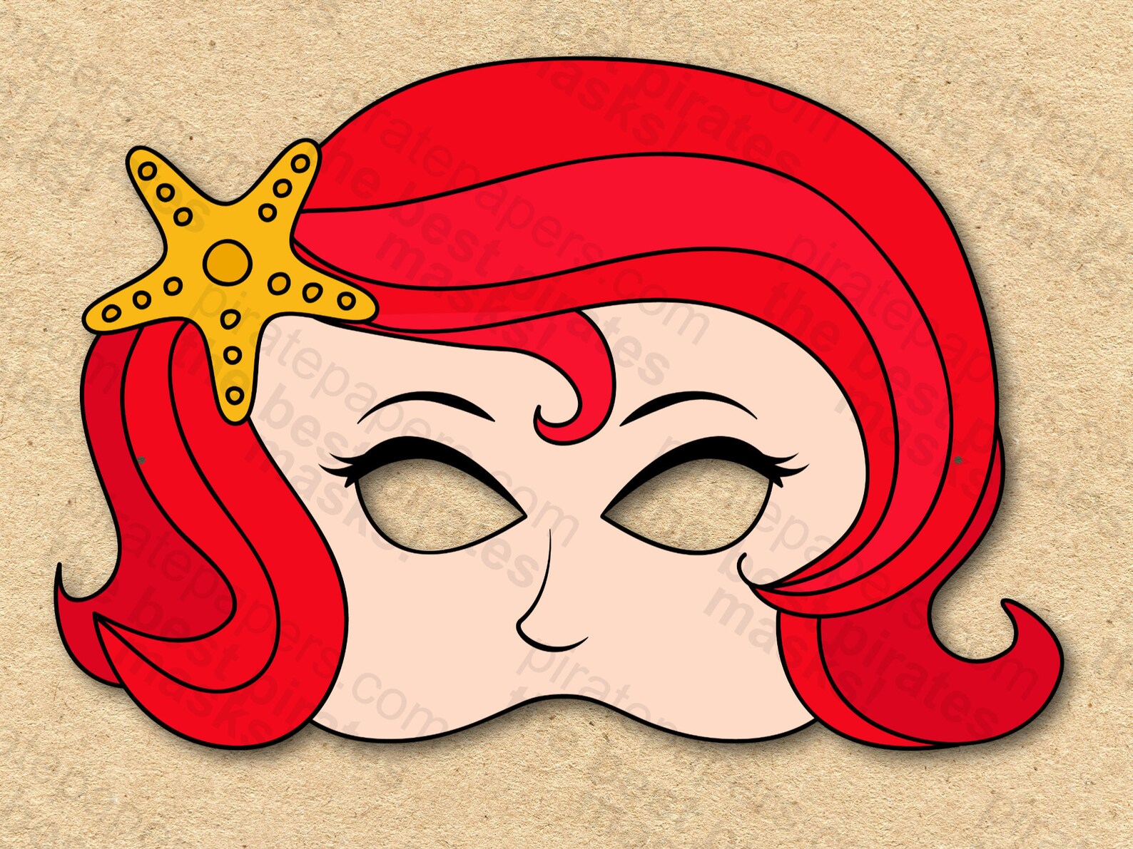 Little Mermaid Masks Printable Color Coloring Paper DIY for - Etsy