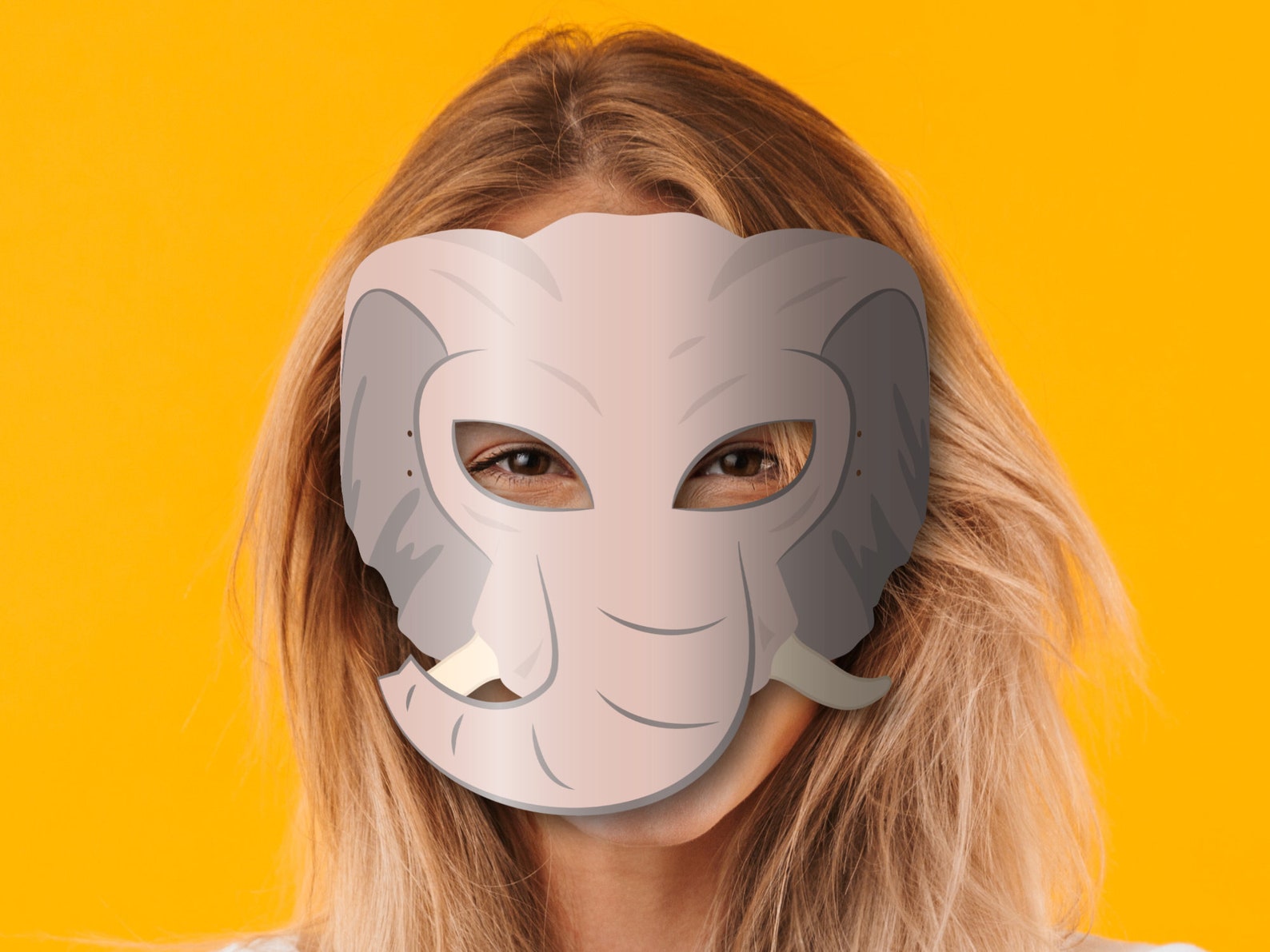 Elephant Mask Printable, Paper DIY for Kids and Adults. PDF Template ...