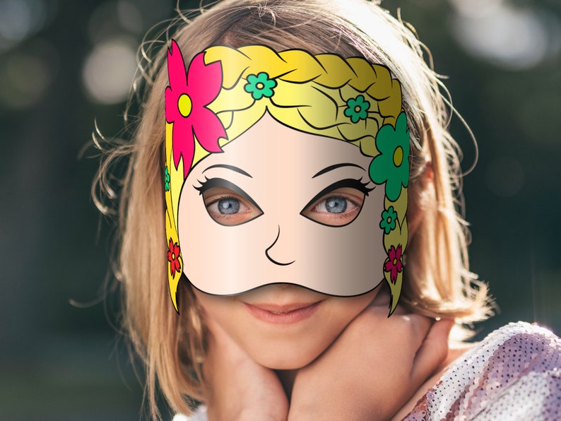 Rapunzel Mask Printable, Paper DIY for Kids and Adults. PDF Template ...