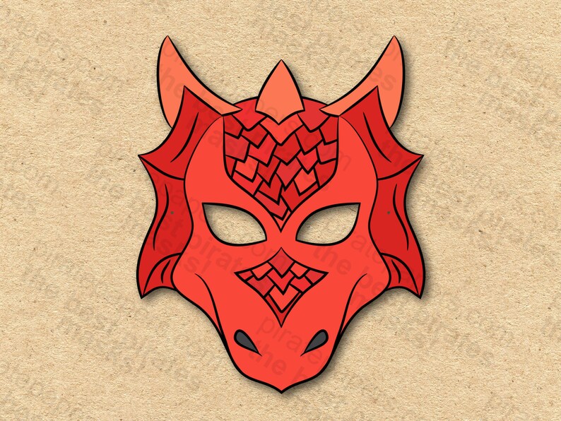 Red Dragon Mask Printable Paper DIY for Kids and Adults. PDF - Etsy