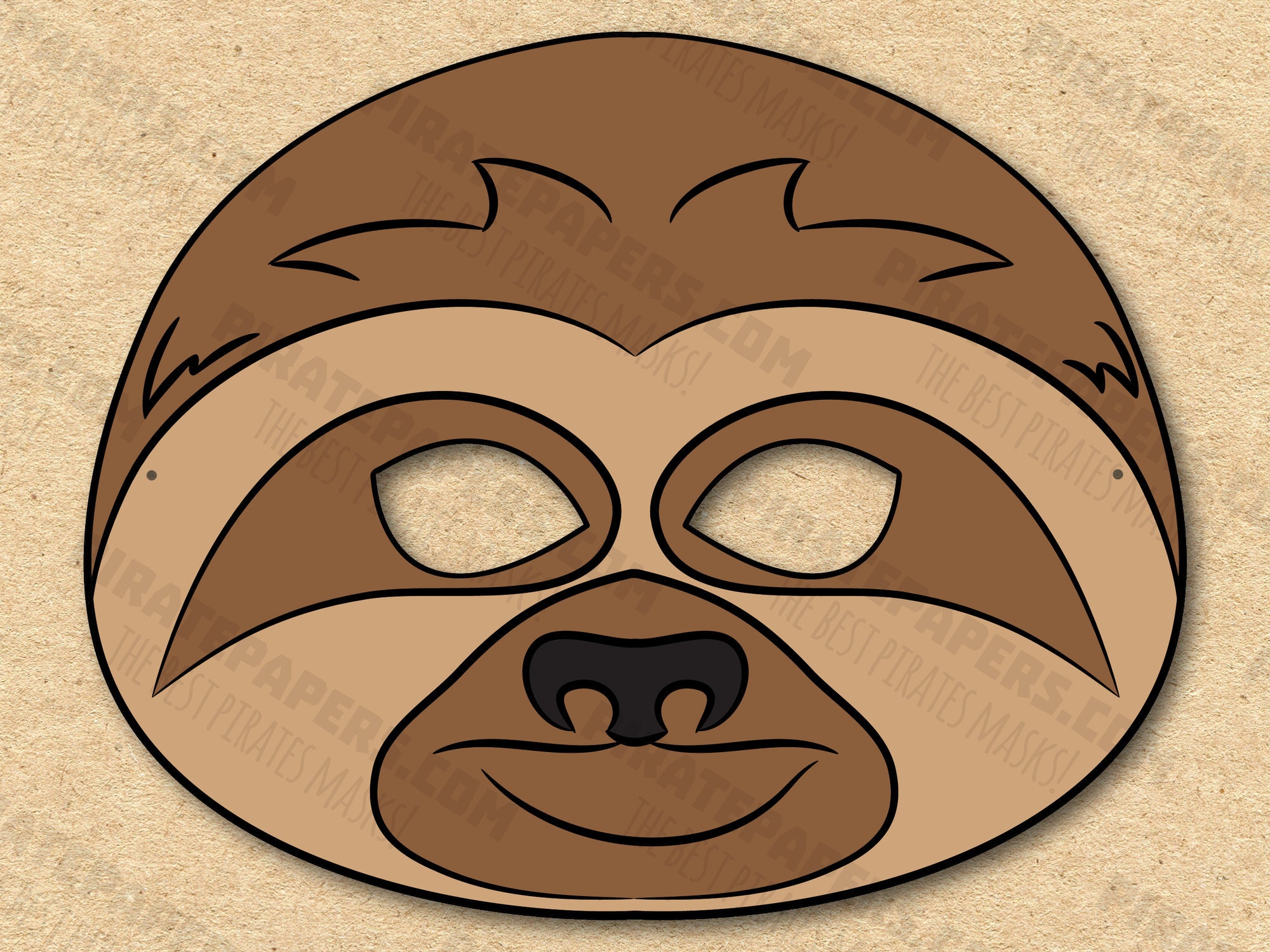 Sloth Mask Printable, Paper DIY for Kids and Adults. PDF Template. Instant Download. for ...