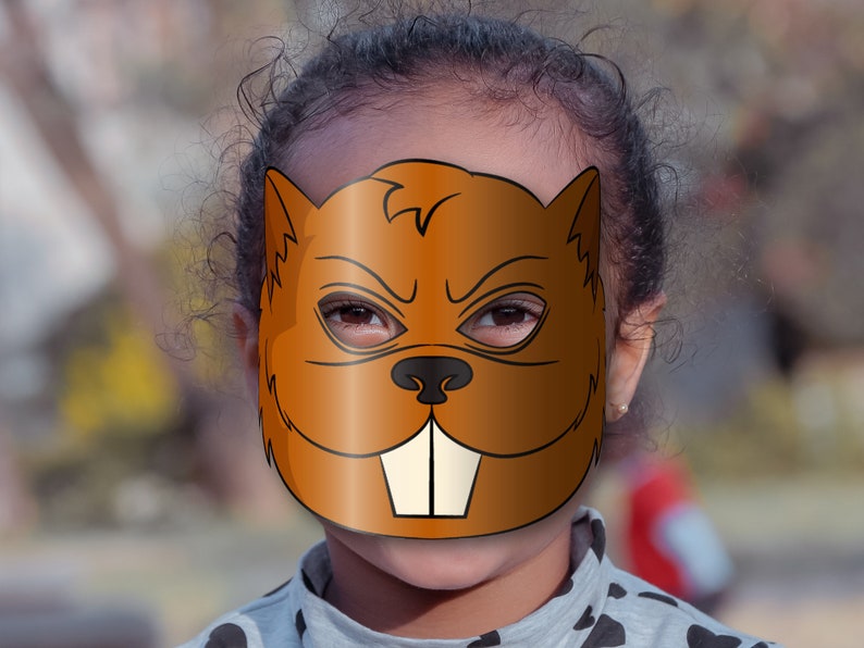 Beaver Mask Printable, Paper DIY for Kids and Adults. PDF Template ...