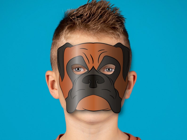 Dog Boxer Mask Printable Breed, Paper DIY for Kids and Adults. PDF ...