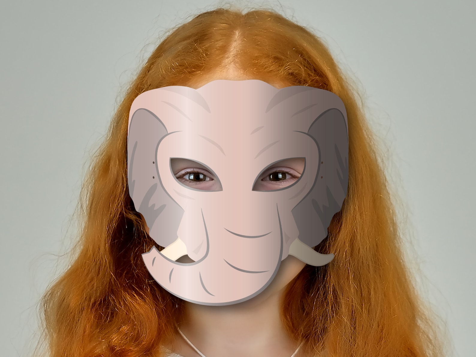 Elephant Mask Printable, Paper DIY for Kids and Adults. PDF Template ...