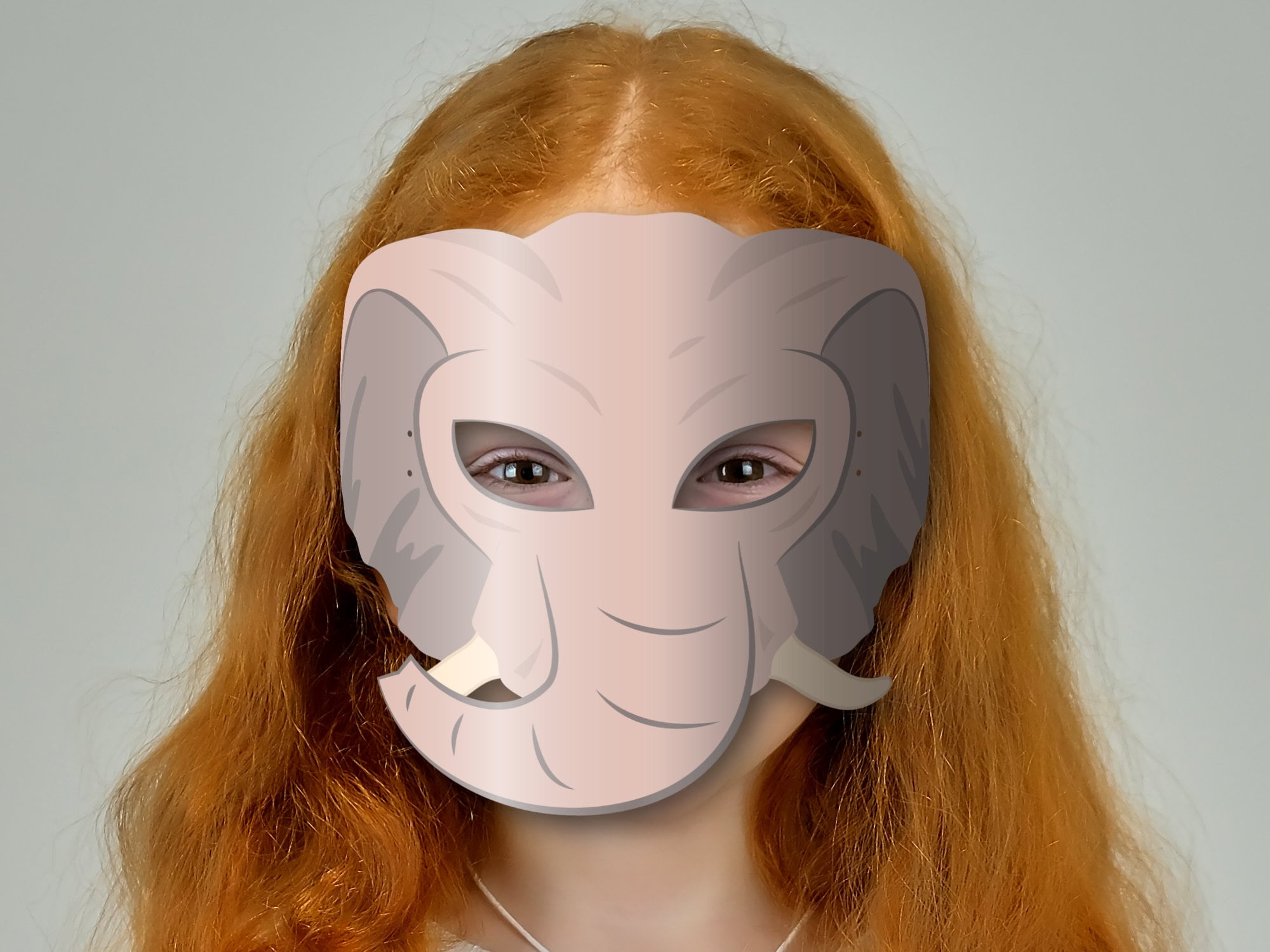 Elephant Mask Printable, Paper DIY for Kids and Adults. PDF Template ...