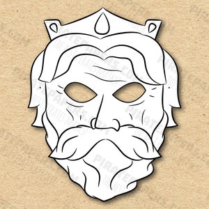 King Masks Printable Color + Coloring, Paper DIY for Kids and Adults ...