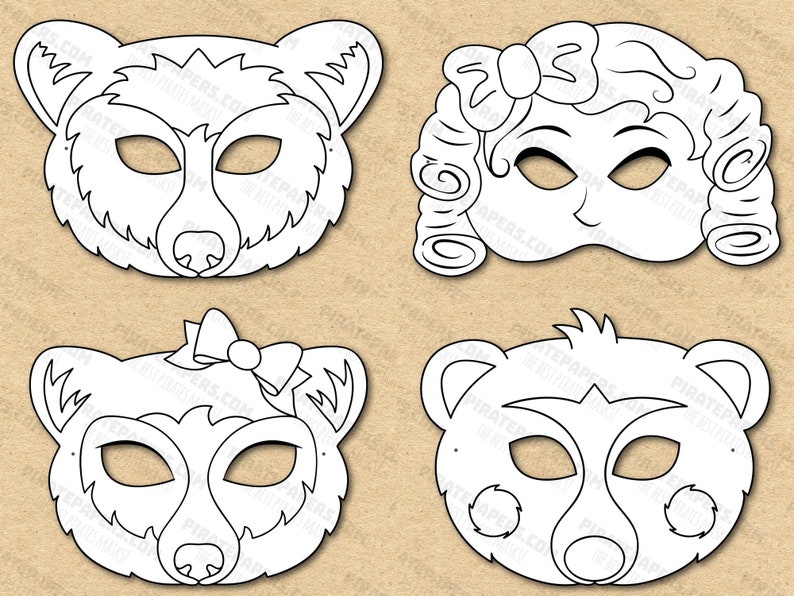 Goldilocks and the Three Bears Masks Printable Coloring, Papa Bear ...