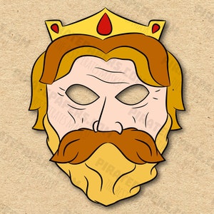 King Masks Printable Color + Coloring, Paper DIY for Kids and Adults ...