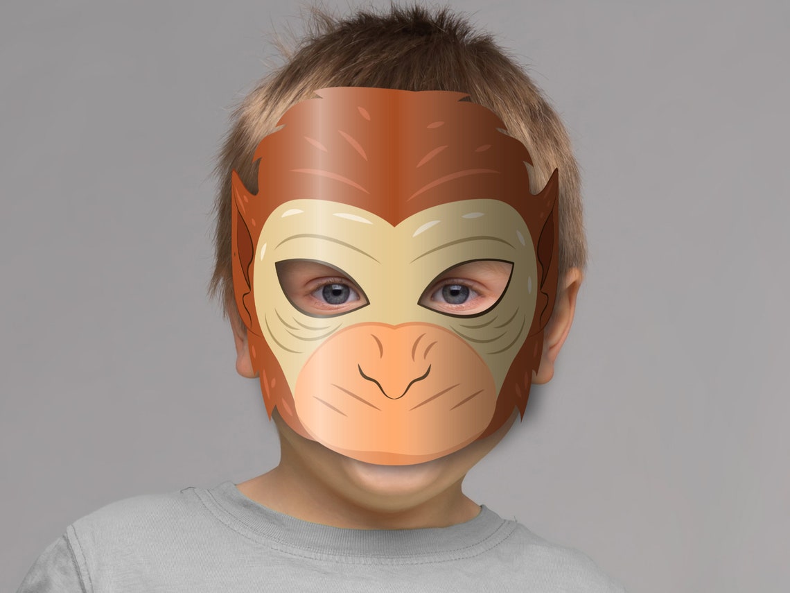 Monkey Mask Printable Paper DIY for Kids and Adults. PDF - Etsy Canada