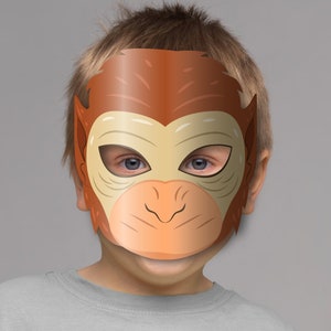 Monkey Mask Printable, Paper DIY for Kids and Adults. PDF Template ...
