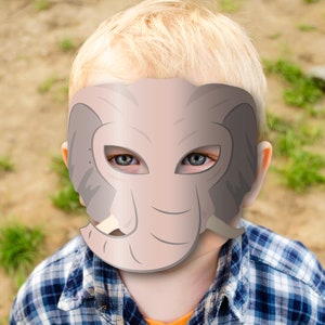 Elephant Mask Printable, Paper DIY for Kids and Adults. PDF Template ...