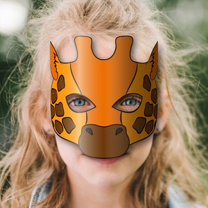 Giraffe Mask Printable, Paper DIY for Kids and Adults. PDF Template ...