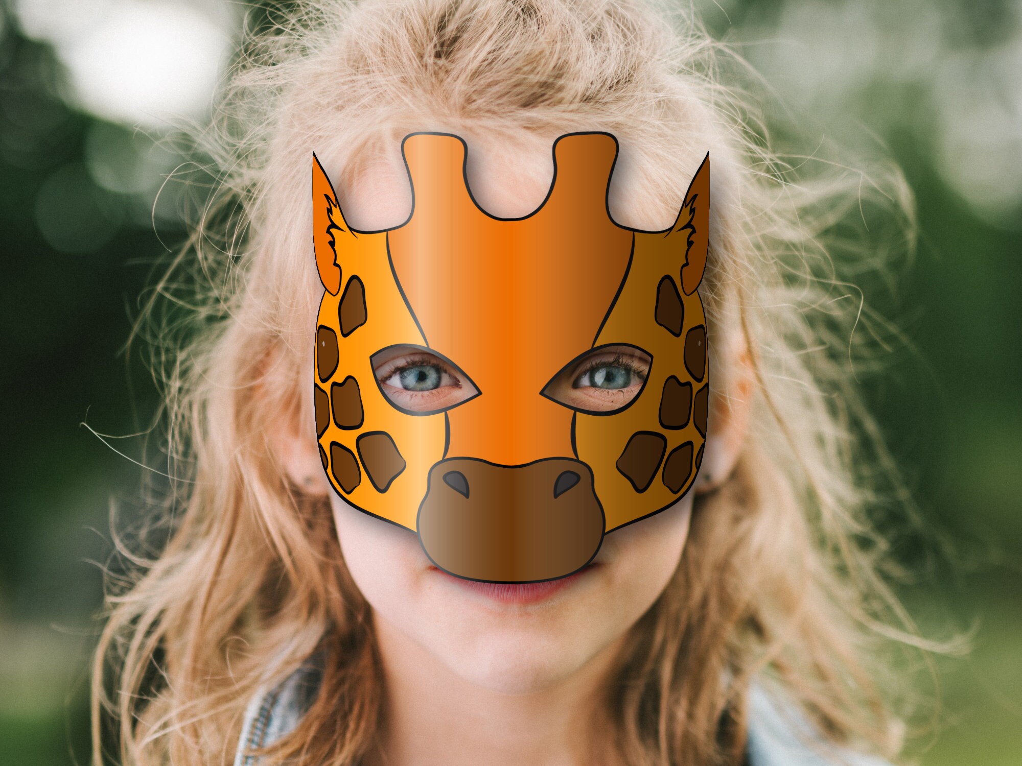 Giraffe Mask Printable, Paper DIY for Kids and Adults. PDF Template ...