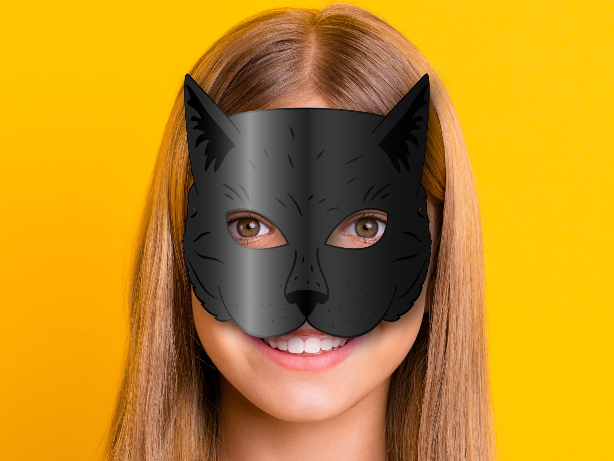 Cat Mask Printable, Paper DIY for Kids and Adults. PDF Template ...