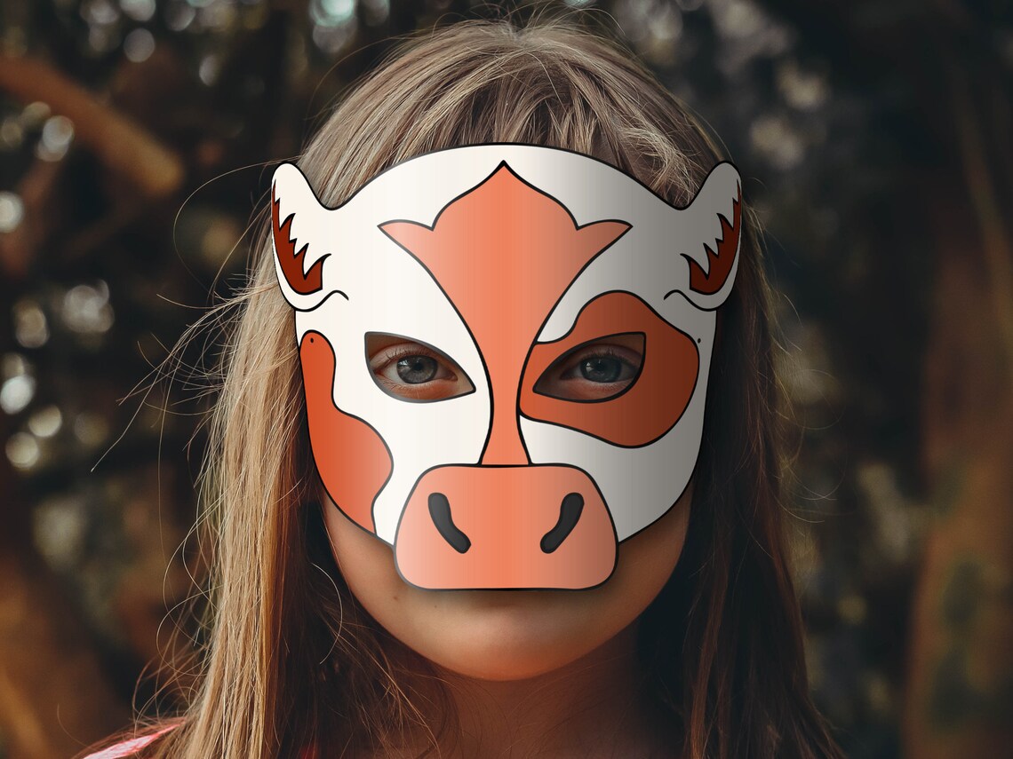Cow Mask Printable, Paper DIY for Kids and Adults. PDF Template ...