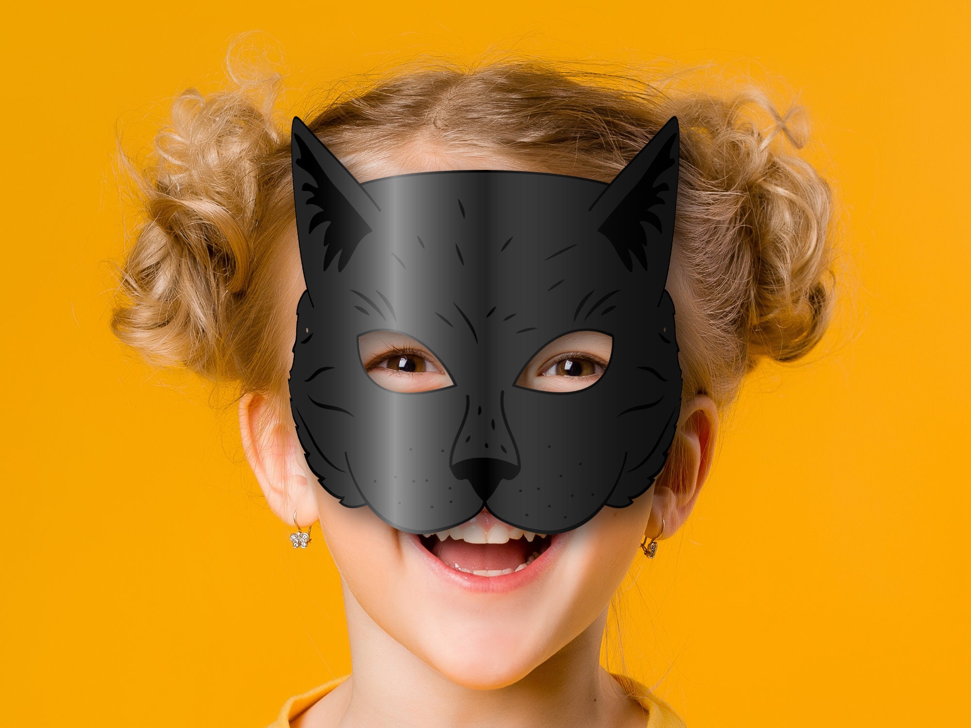 Cat Mask Printable, Paper DIY for Kids and Adults. PDF Template ...