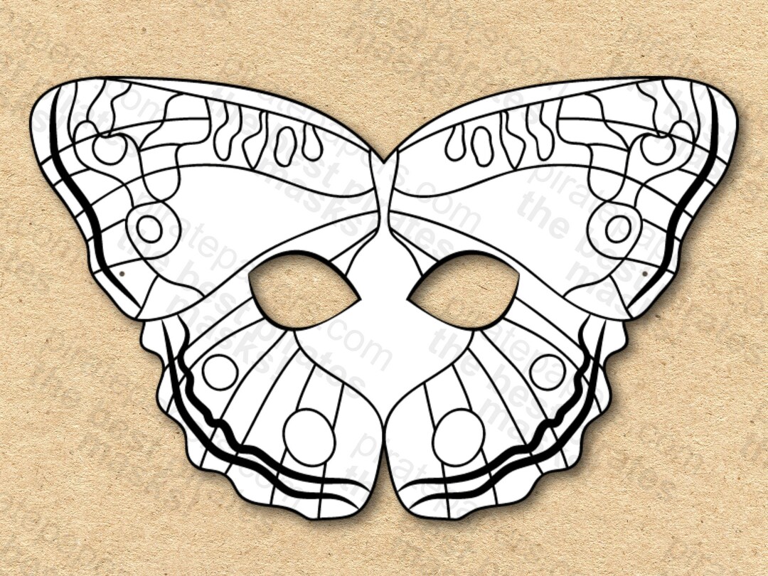 Butterfly Mask Printable Coloring Blue Pansy Paper DIY for - Etsy