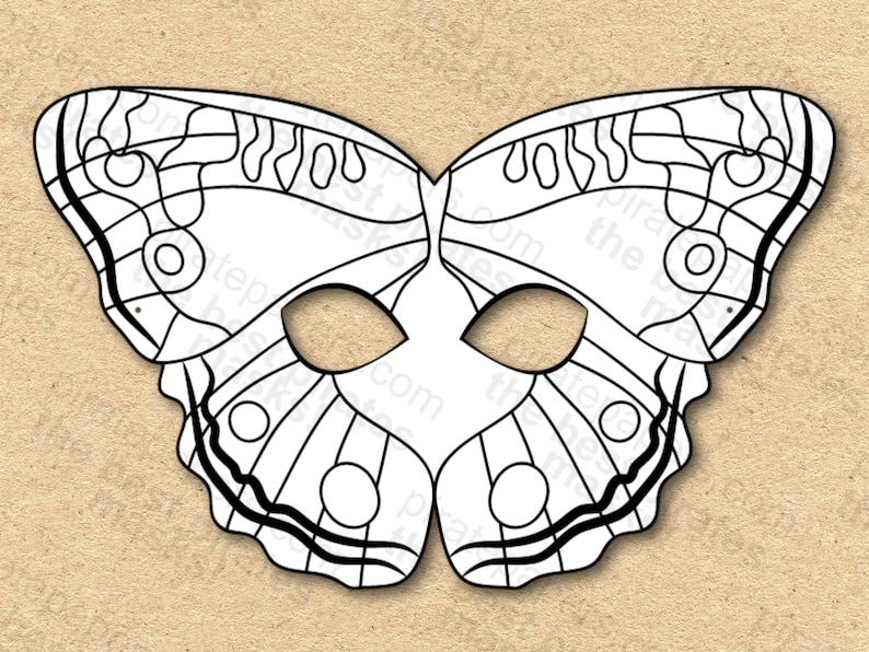 Butterfly Mask Printable Coloring Blue Pansy Paper DIY for - Etsy