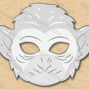 Jungle Animals Masks Printable Coloring, Lion, Monkey, Tiger, Elephant ...