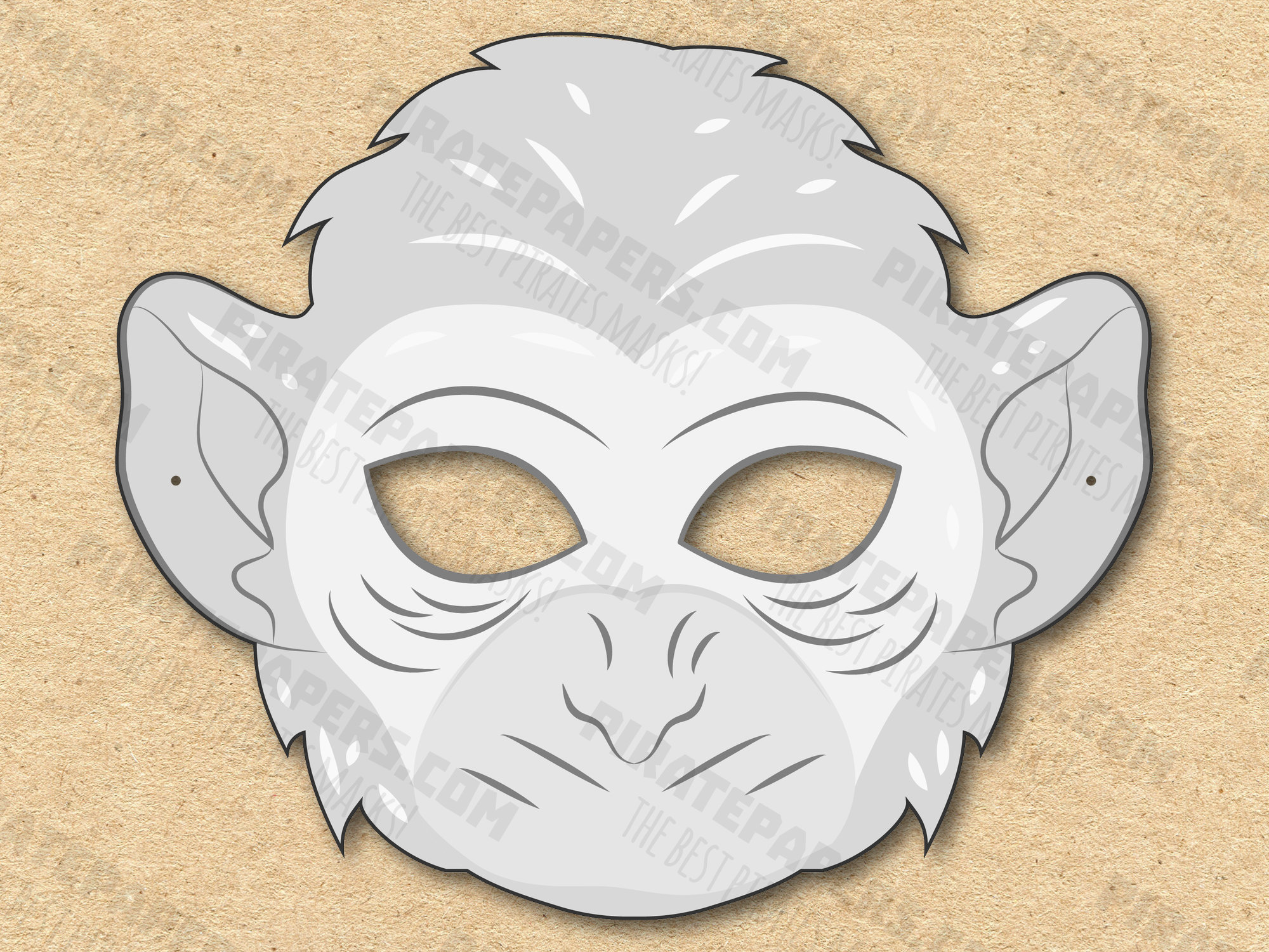 Monkey Masks Printable Color Coloring, Paper DIY for Kids and Adults ...