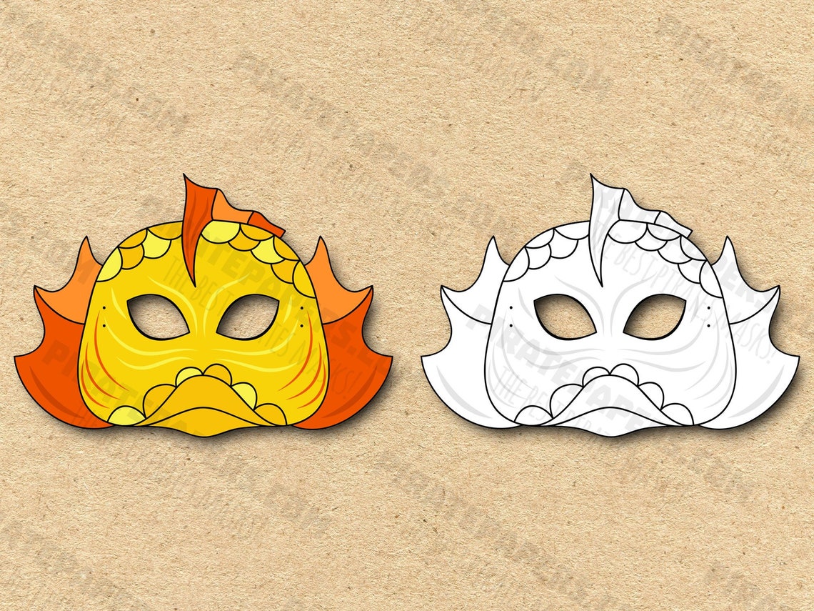 Fish Masks Printable Color Coloring, Paper DIY for Kids and Adults. PDF ...