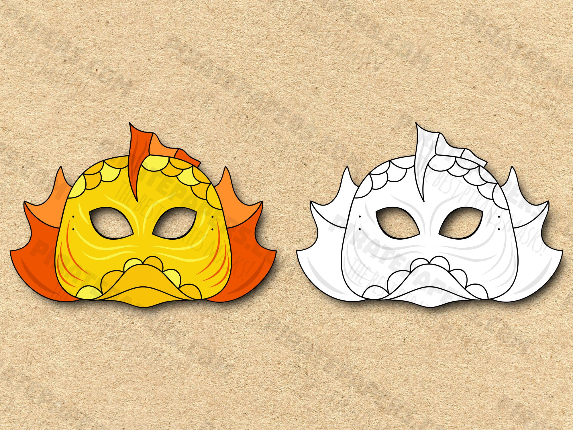 Fish Masks Printable Color Coloring, Paper DIY for Kids and Adults. PDF ...