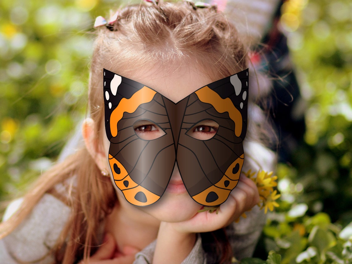 Butterfly Mask Printable Red Admiral, Paper DIY for Kids and Adults ...
