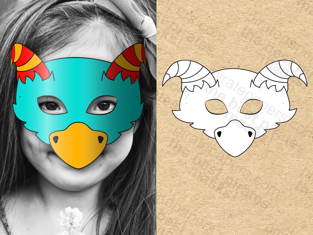 Monster 4 Masks Printable Color Coloring Paper DIY for - Etsy