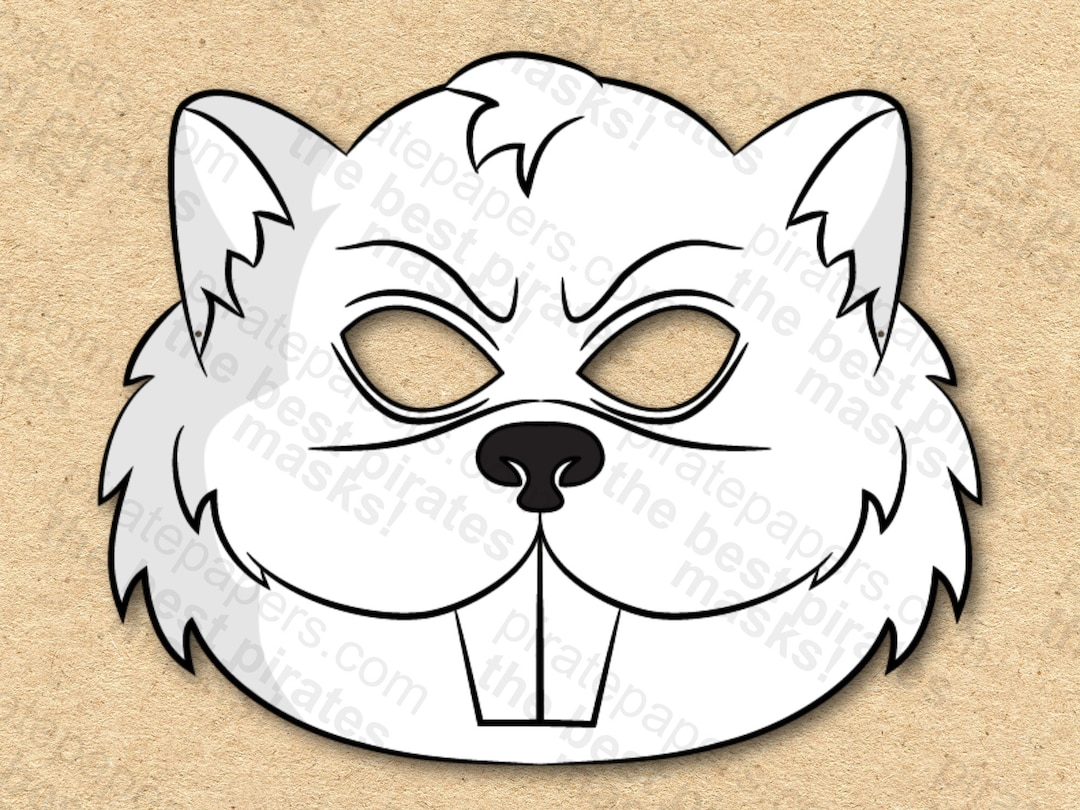 Beaver Mask Printable Coloring Paper DIY for Kids and Adults. - Etsy