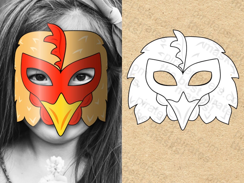 Chicken Masks Printable Color Coloring Hen Masks Paper DIY - Etsy