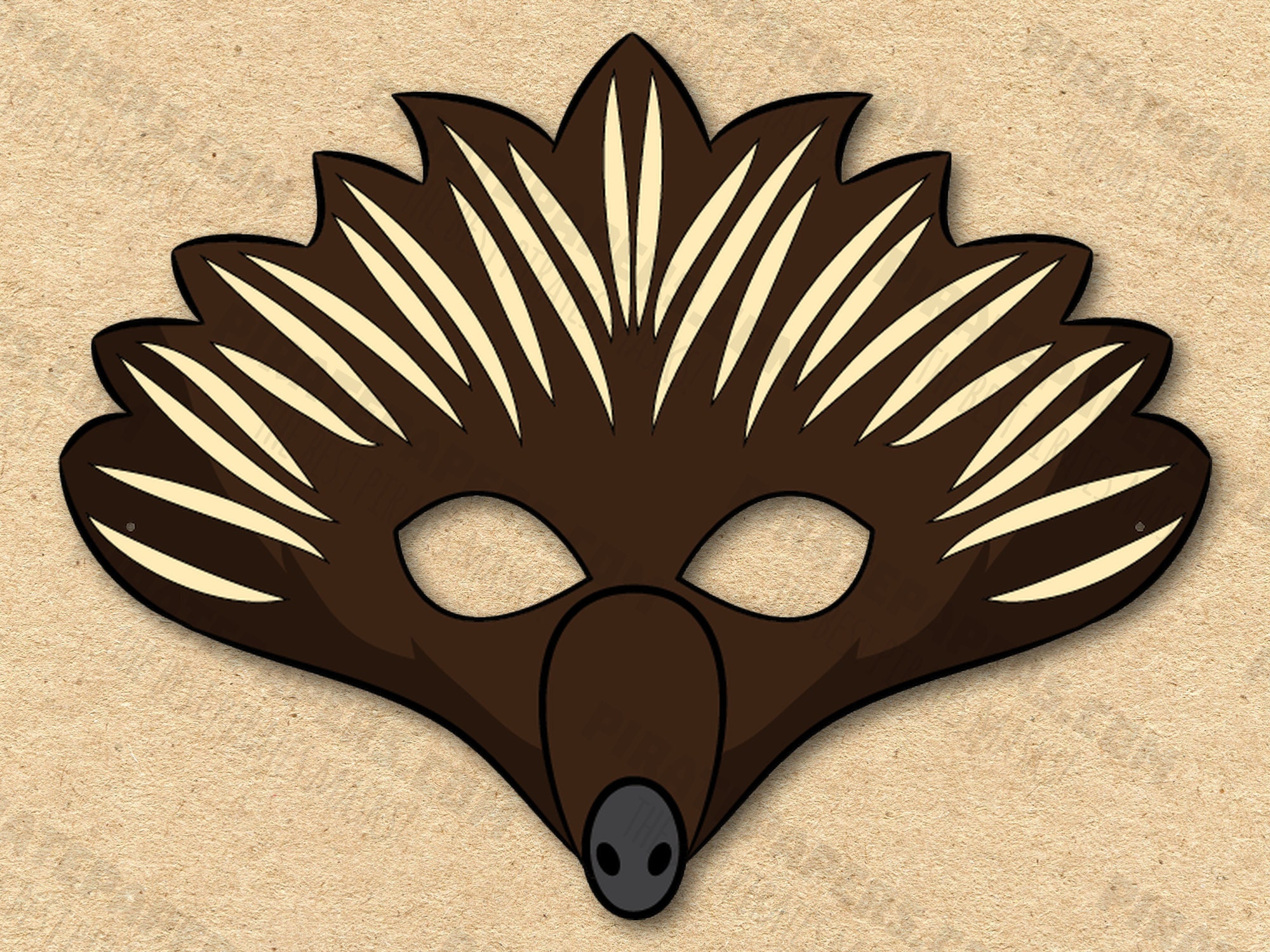 Echidna Mask Printable, Paper DIY for Kids and Adults. PDF Template ...