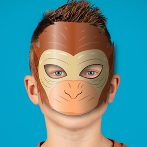 Monkey Mask Printable, Paper DIY for Kids and Adults. PDF Template ...