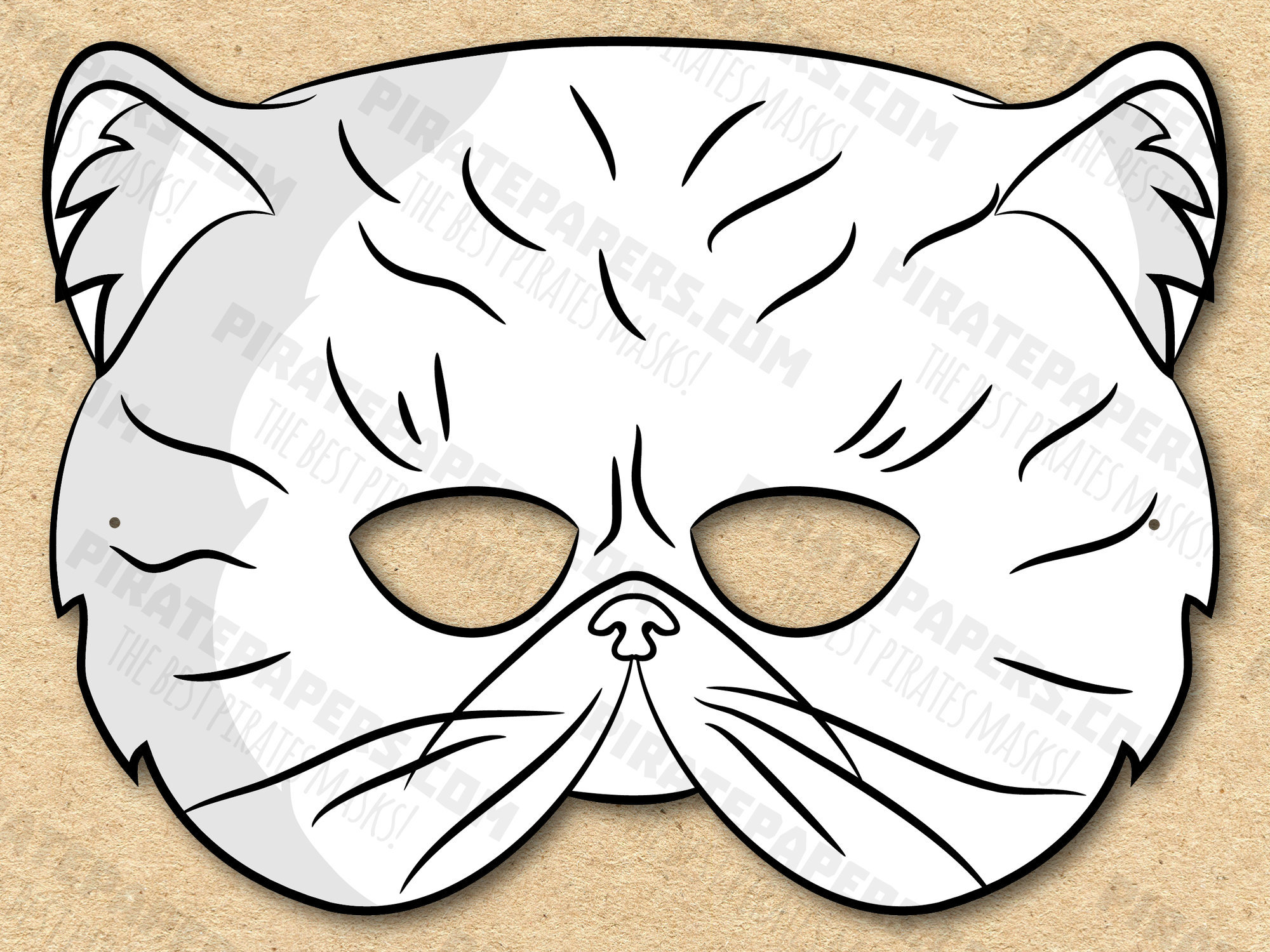Cat Persian Mask Printable Coloring Breed, Paper DIY for Kids and ...