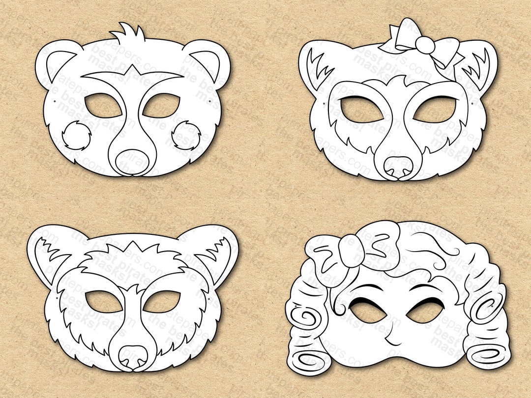 Goldilocks and the Three Bears Masks Printable Coloring Papa - Etsy UK