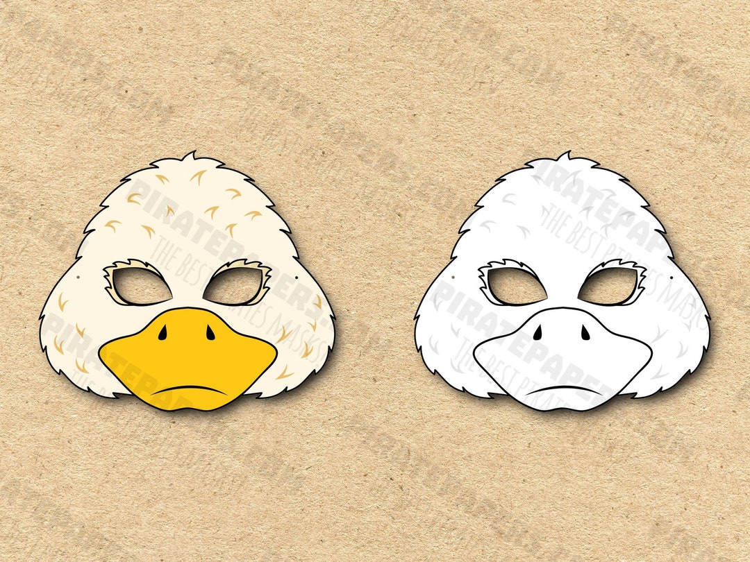 Duck Masks Printable Color + Coloring, Paper DIY for Kids and Adults ...