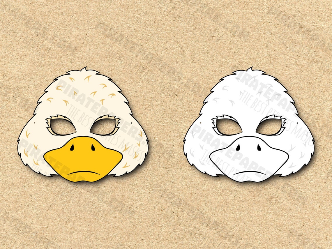 Duck Masks Printable Color Coloring, Paper DIY for Kids and Adults. PDF ...