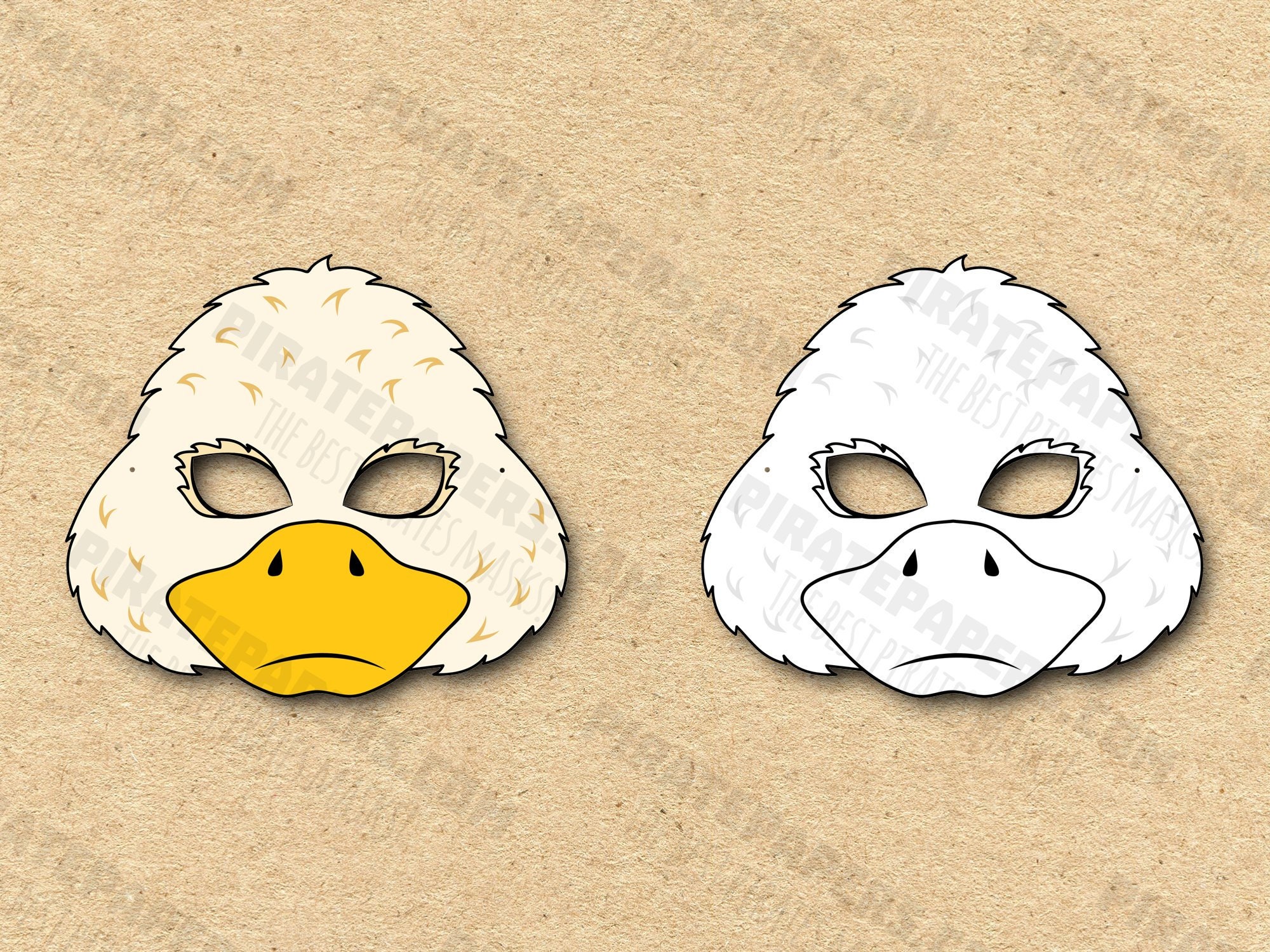 Duck Masks Printable Color Coloring, Paper DIY for Kids and Adults. PDF ...