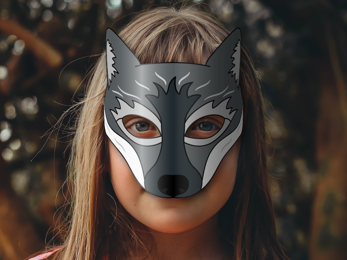 Gray Fox Mask Printable, Paper DIY for Kids and Adults. PDF Template ...