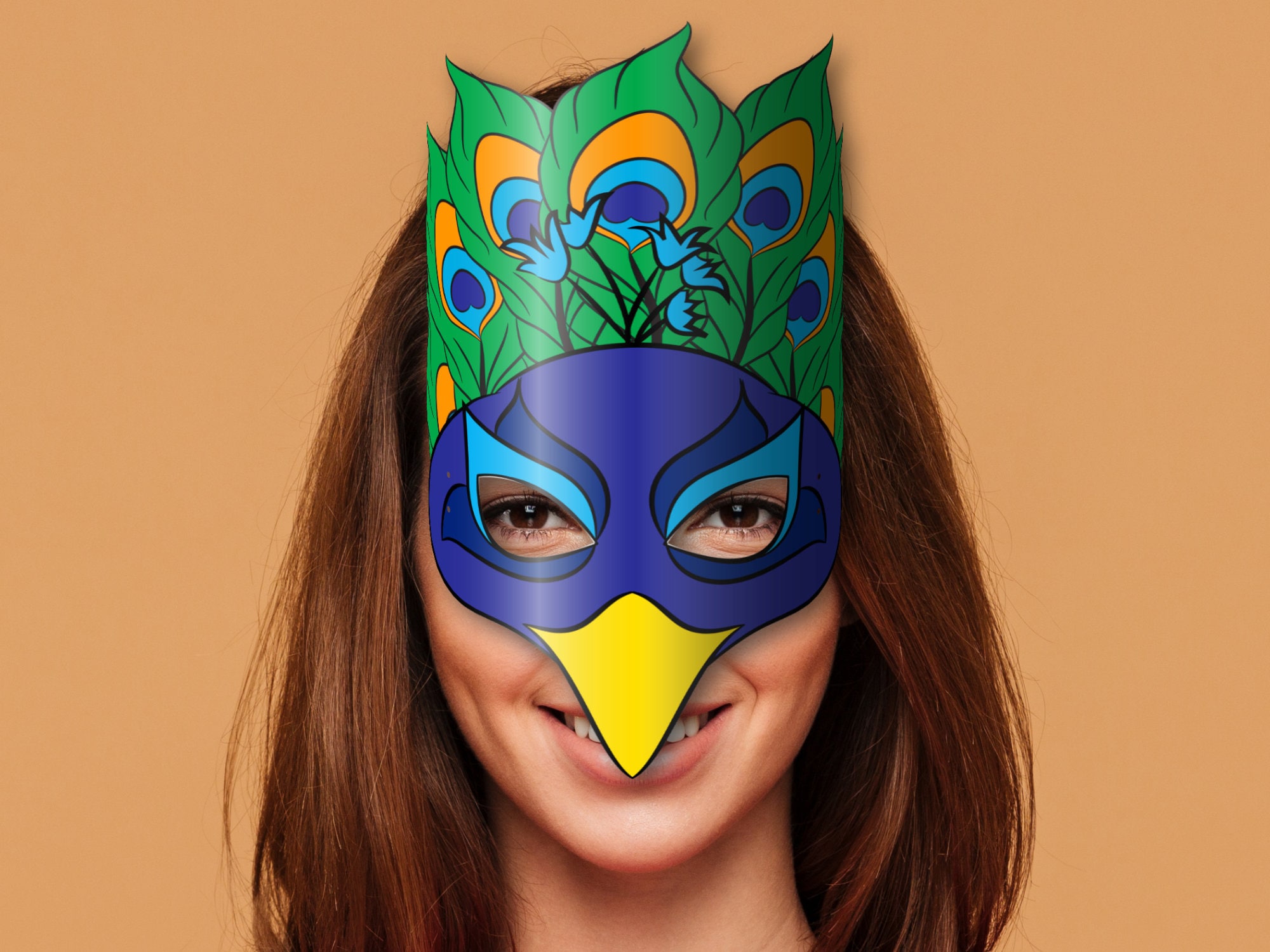Peacock Masks Printable Color Coloring, Paper DIY for Kids and Adults ...