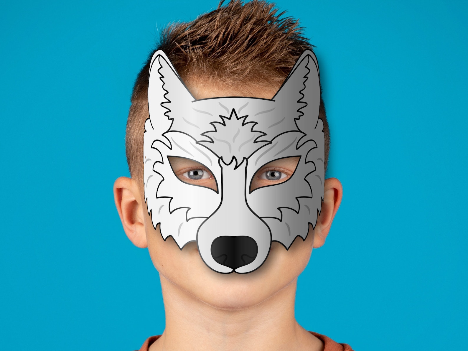 White Wolf Mask Printable, Paper DIY for Kids and Adults. PDF Template ...